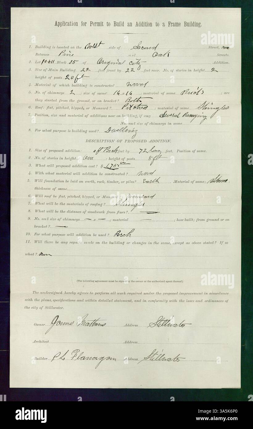 Building permit issued for an addition to a frame building at 10-11 ...