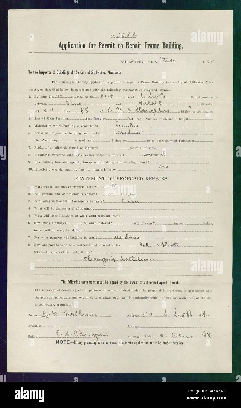 Building permit issued for repairs to a frame building at 512 South ...