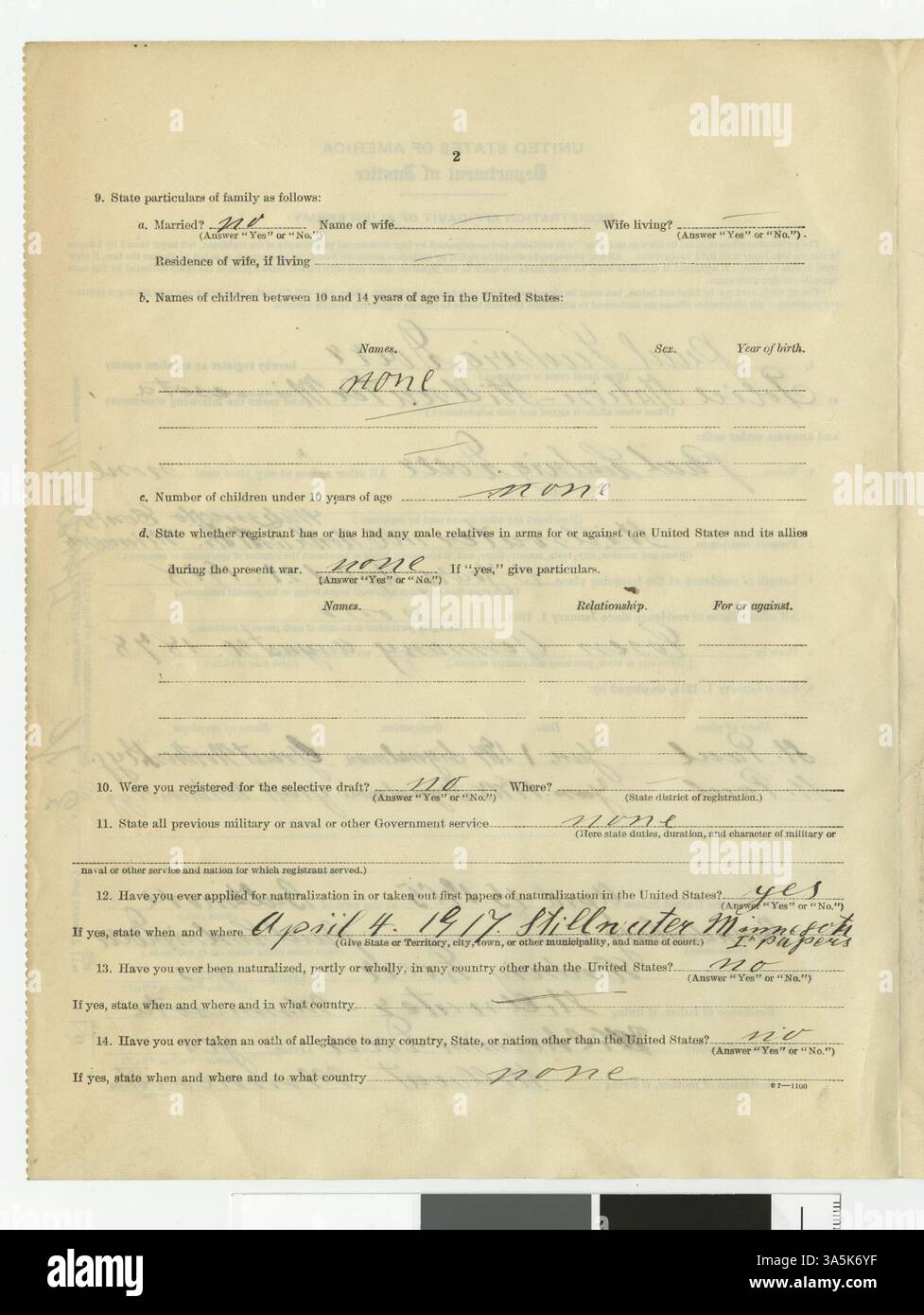 A registration affidavit for Paul Ludwig Doerr, an alien enemy, was ...