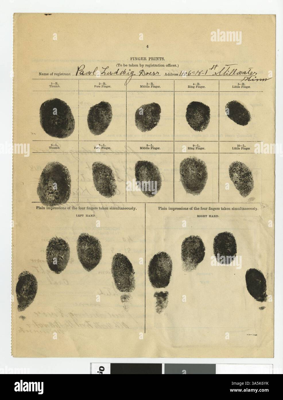 A 4 page registration affidavit for paul ludwig doerr hi-res stock ...