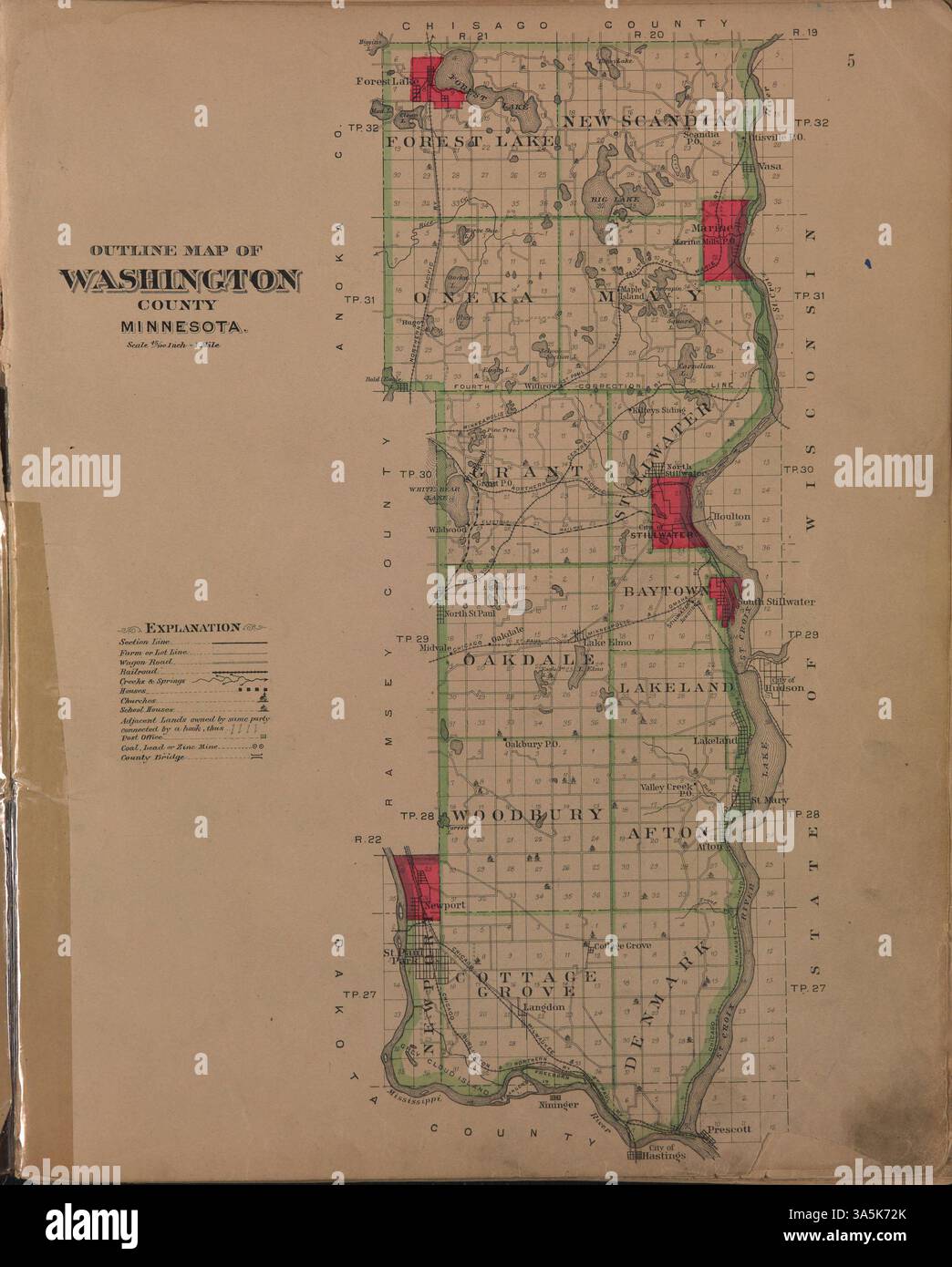 The 1901 plat book of Washington County, Minnesota, includes 52 colored ...