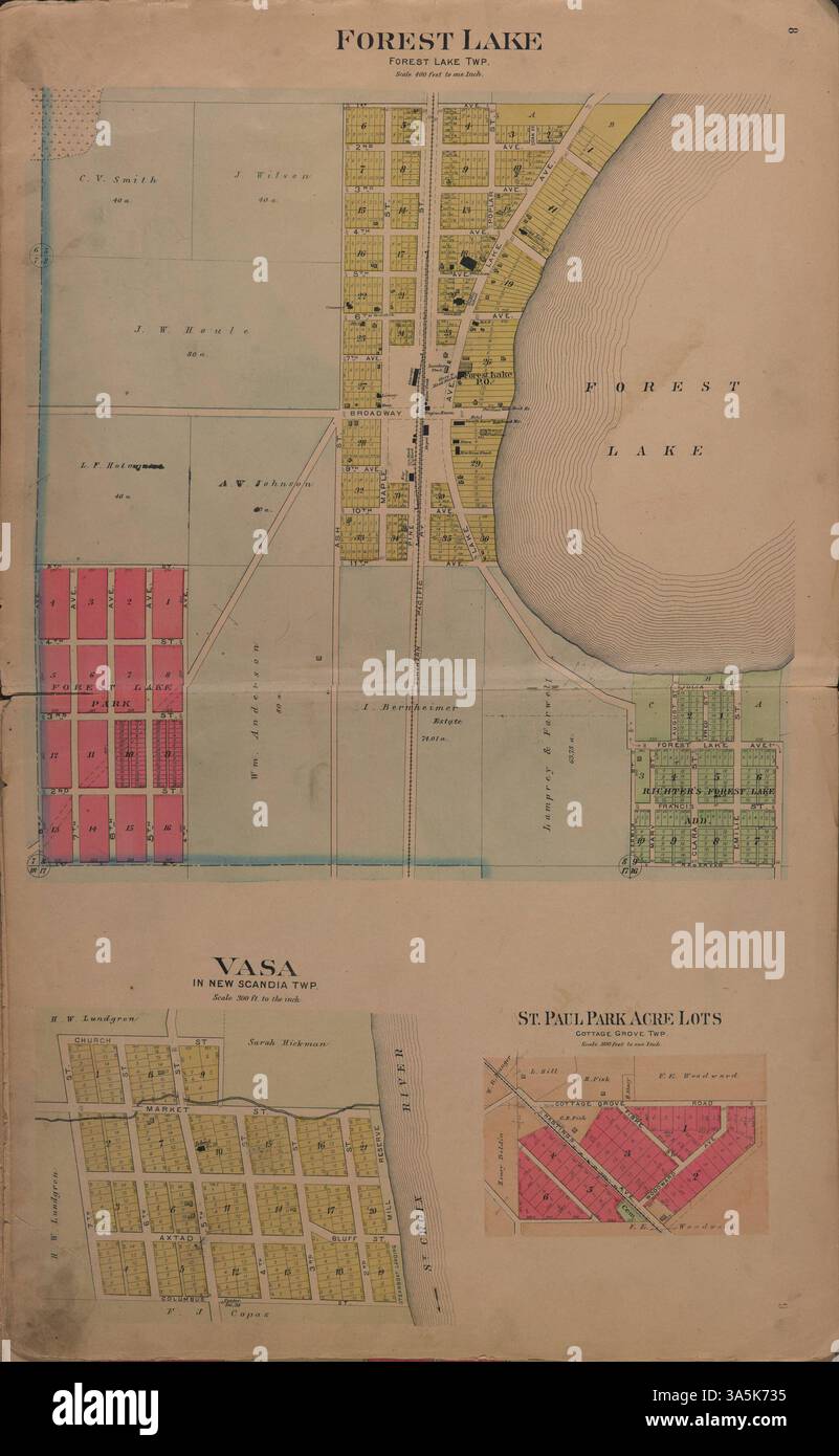 The 1901 plat book of Washington County, Minnesota, includes 52 colored ...