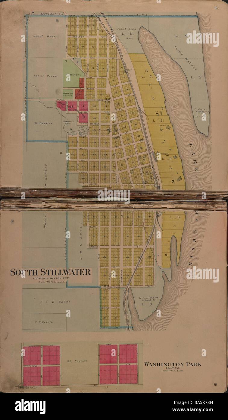 This 1901 plat book of Washington County, Minnesota, offers 52 colored ...
