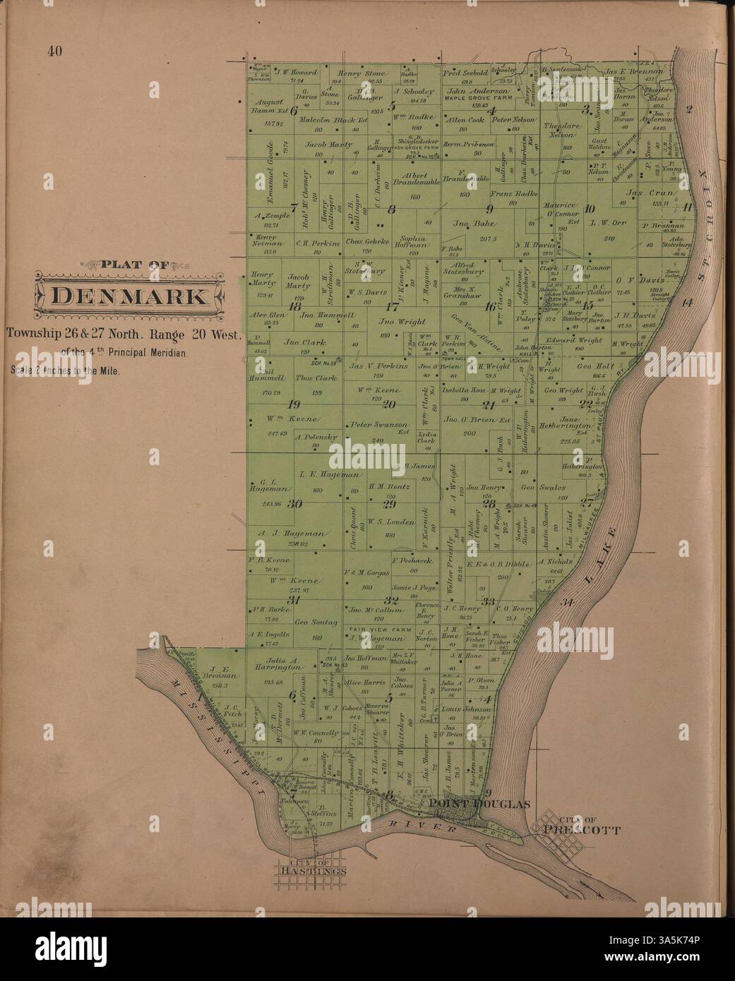 This 1901 plat book of Washington County, Minnesota, includes 52 ...