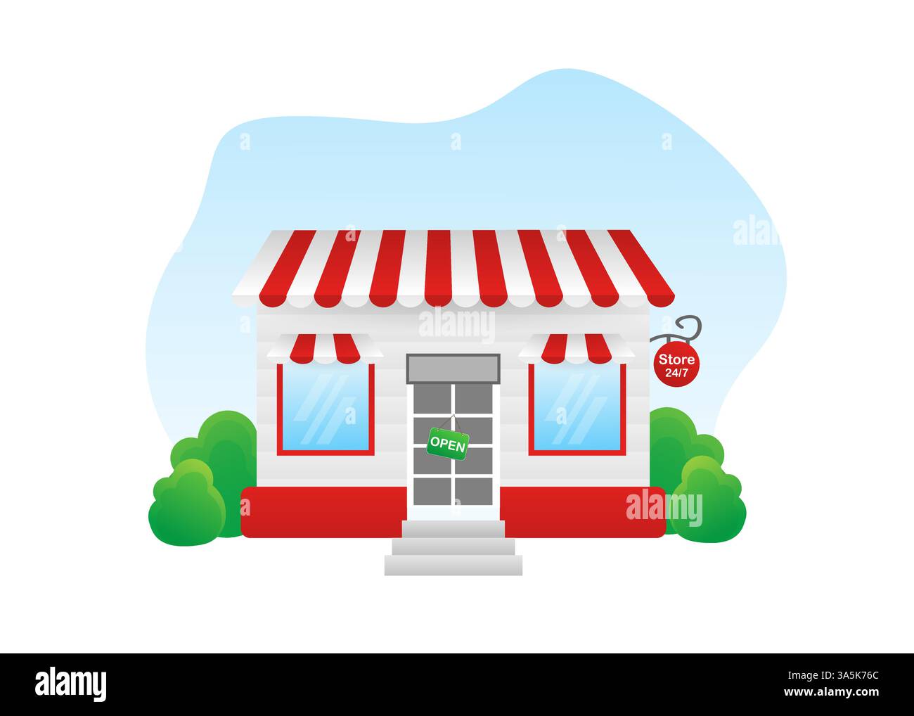 Shop or market store front exterior facade. Vector illustration, flat ...