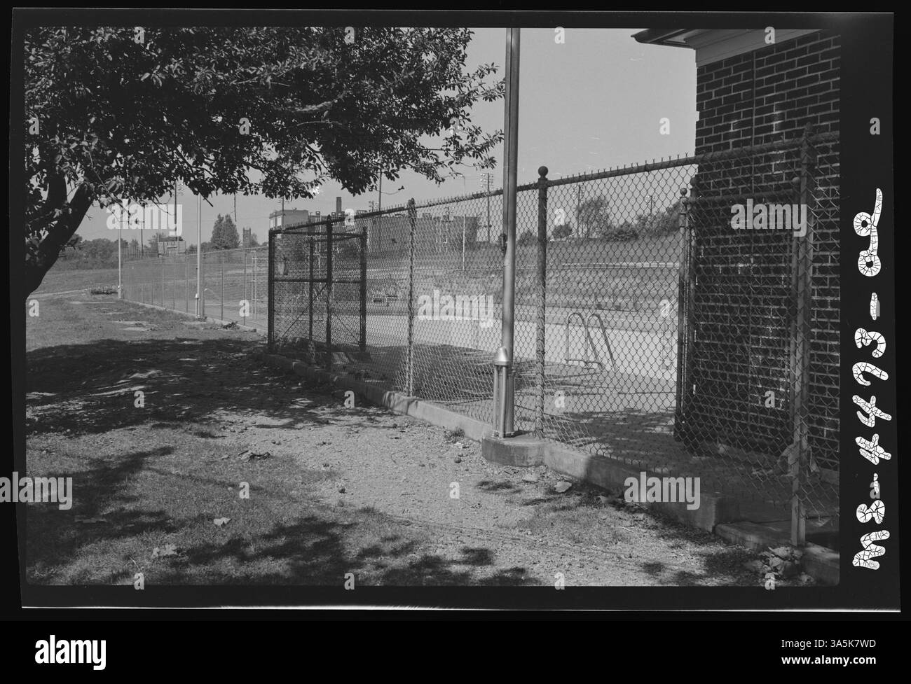 A dry swimming pool in Corning, Perry County, Ohio, showing the empty ...
