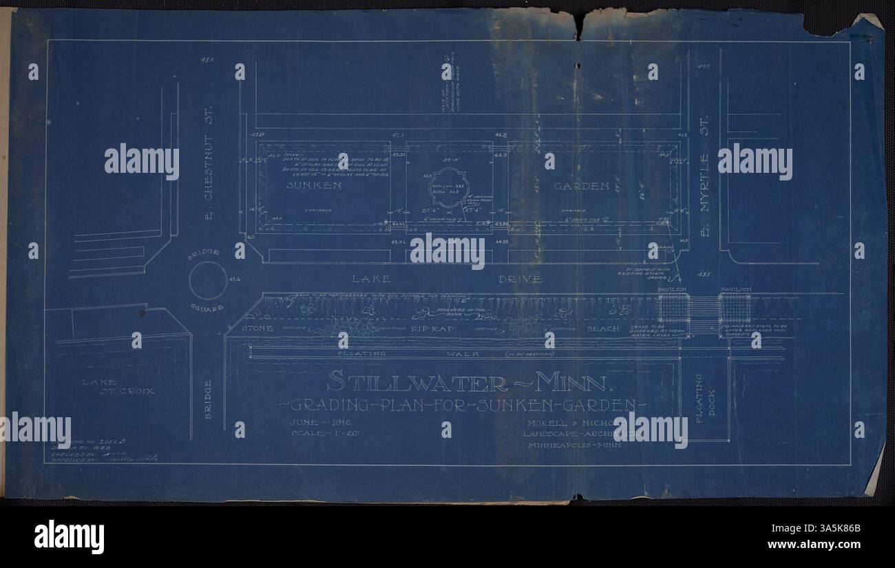 The grading plan for the Sunken Garden in Stillwater details the design ...
