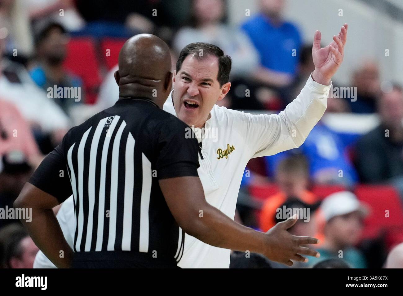 Baylor head coach Scott Drew reacts to a call made by referees during ...