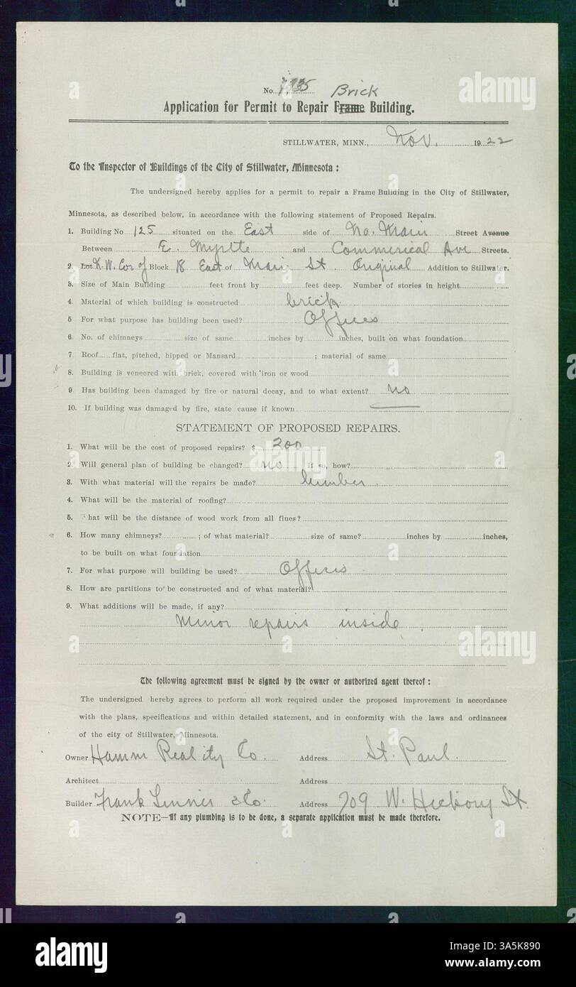 Building permit number 1935 hi-res stock photography and images - Alamy