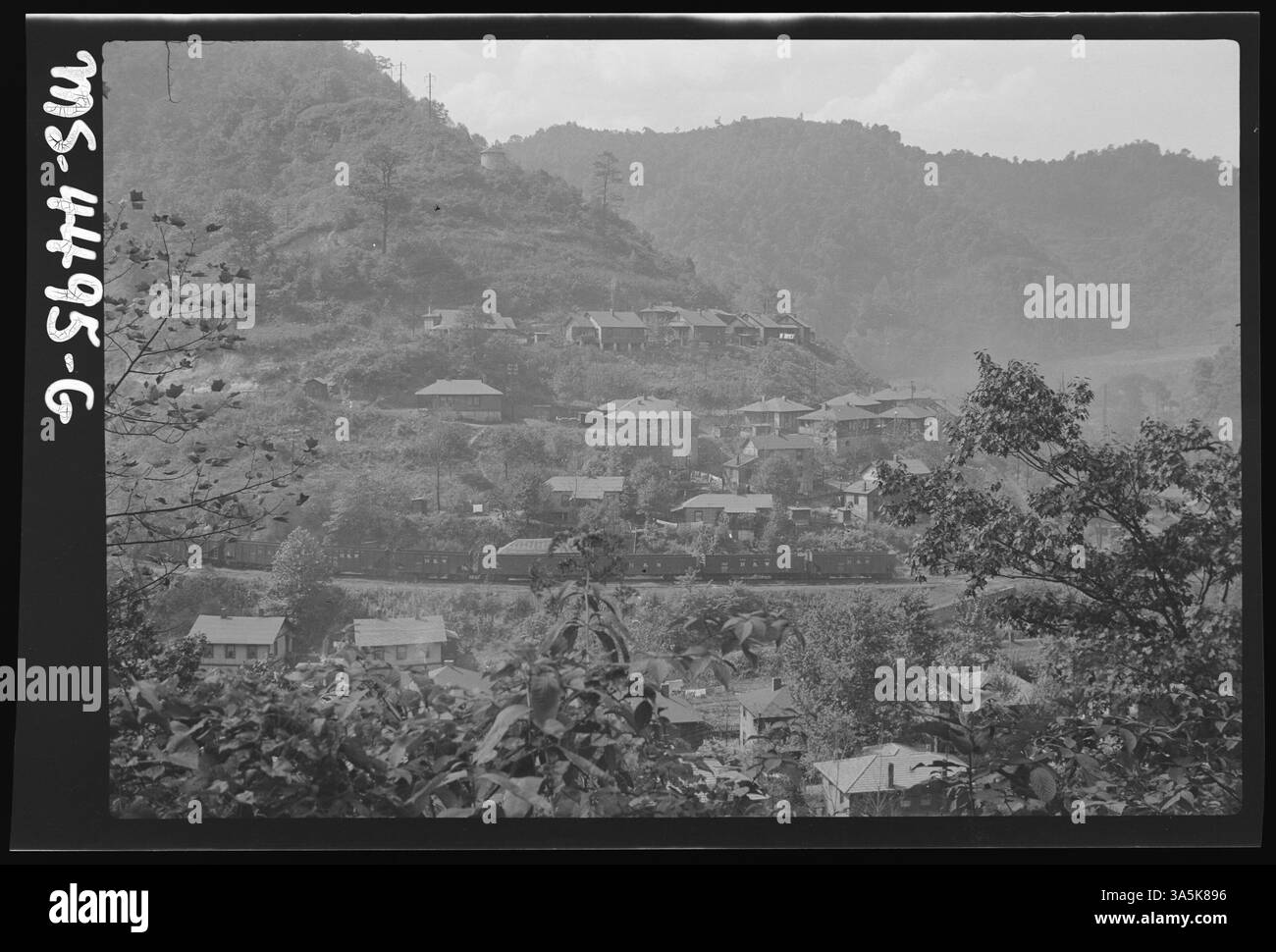 A panoramic view of company housing on a mountainside at Hemp Hill ...