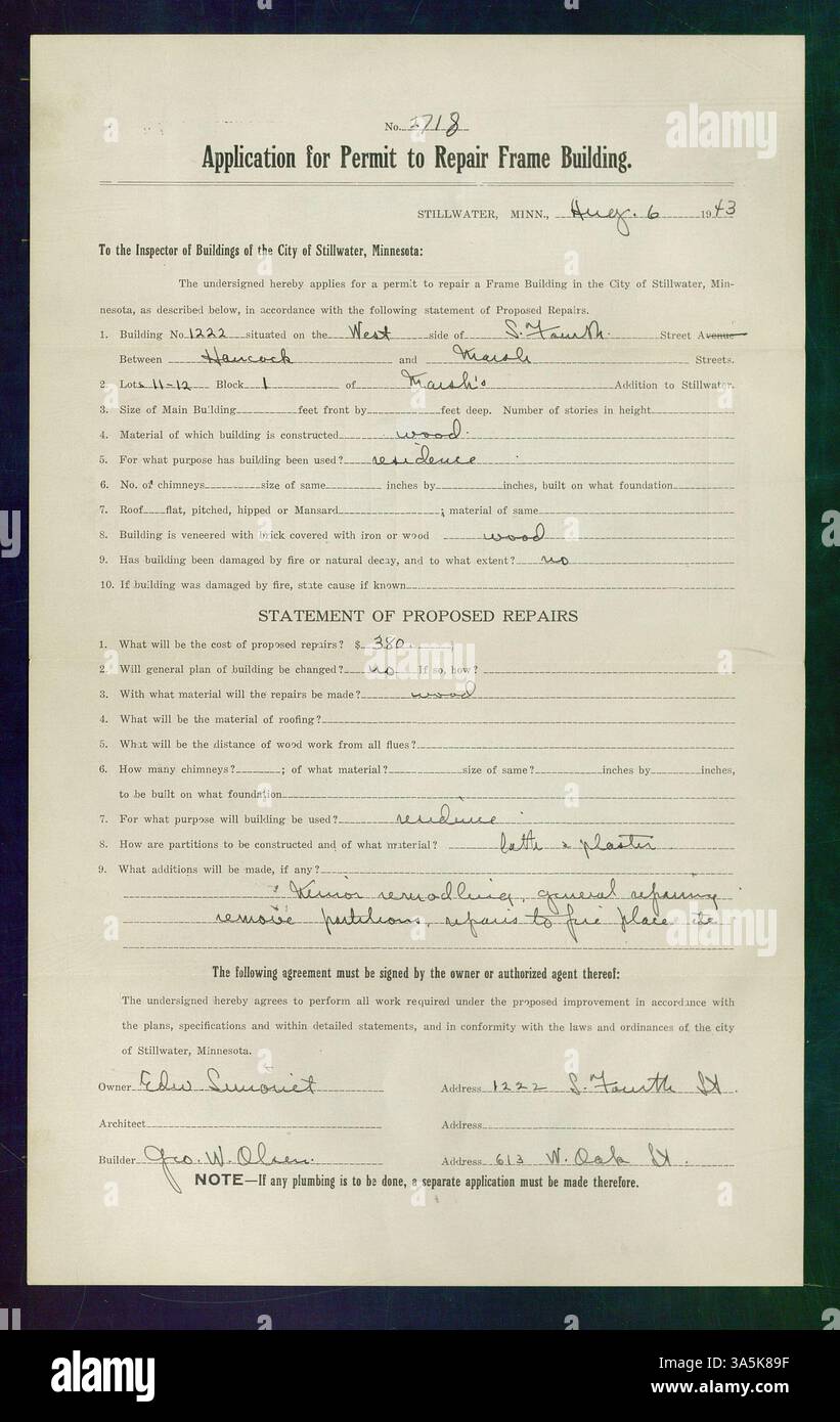 Builder was george w olsen hi-res stock photography and images - Alamy