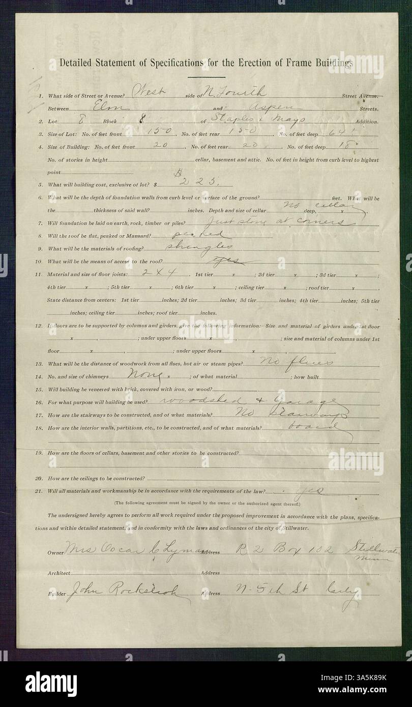 Building permit number 1689, issued on June 7, 1918, allowed the ...