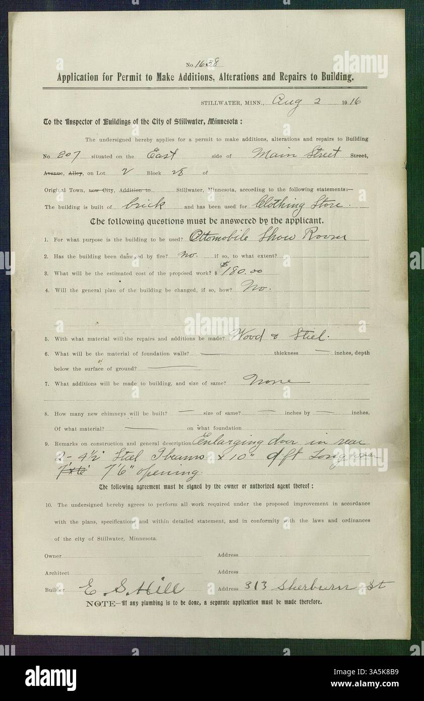 Repairs to a two story brick building at main street hi-res stock ...