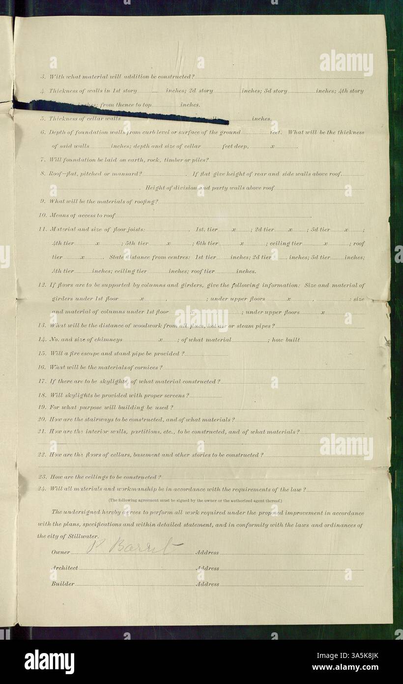 Permit Number 533 (B) was issued for an addition to a building located ...
