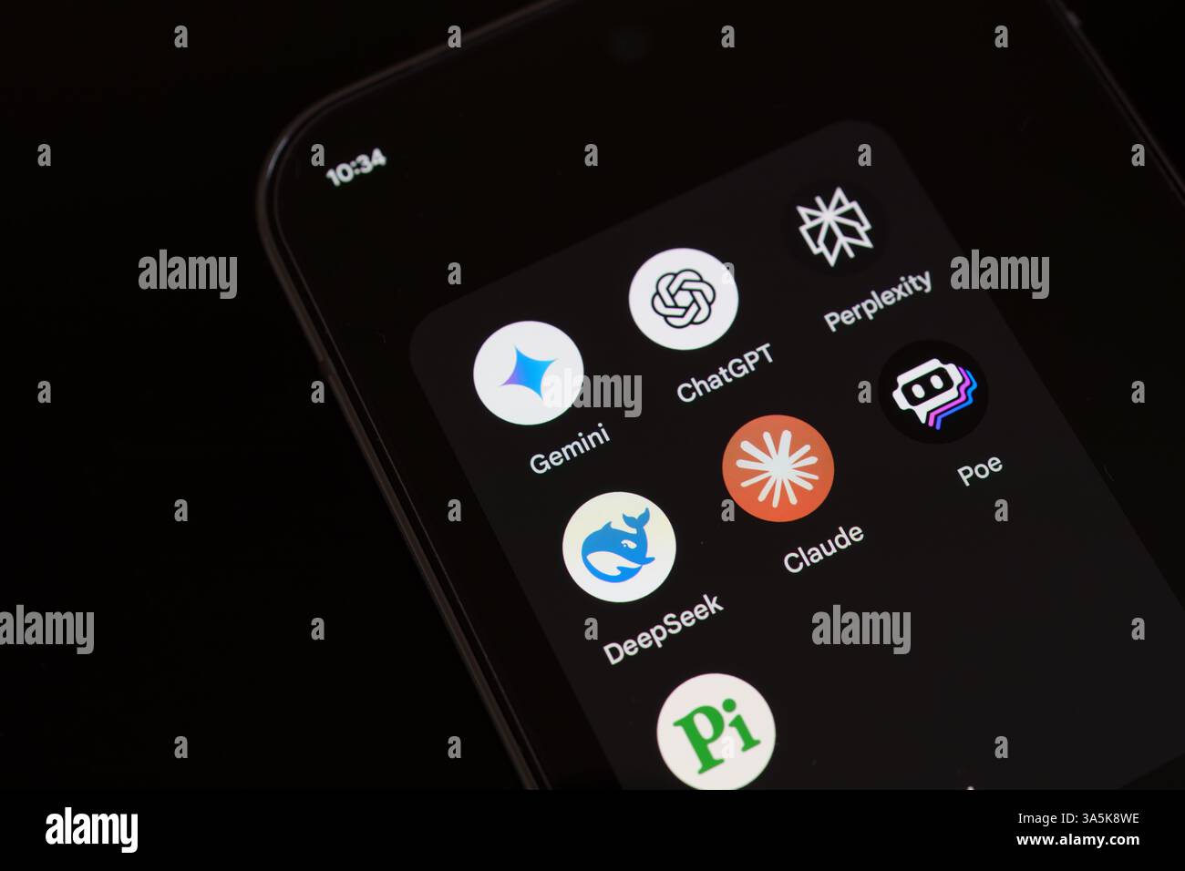 AI chatbot apps including Gemini, ChatGPT, Claude, Perplexity, Poe, DeepSeek, and Pi seen on the ...