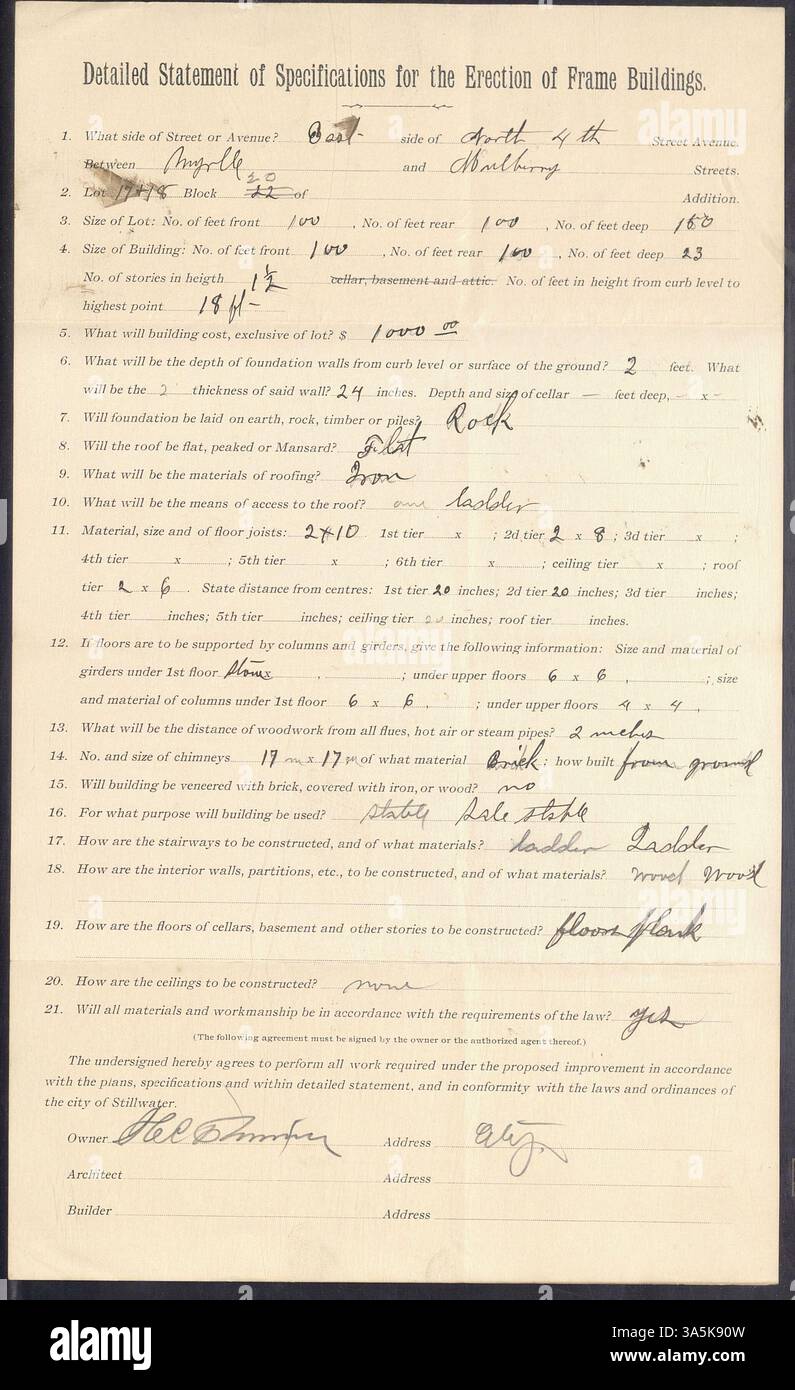 This building permit, granted on March 31, 1903, authorized the ...
