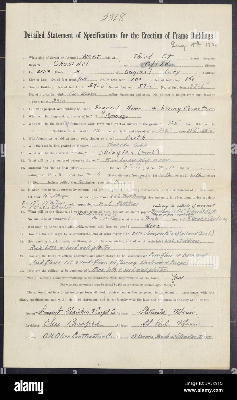 A new frame building permit was granted on August 4, 1930, for a ...