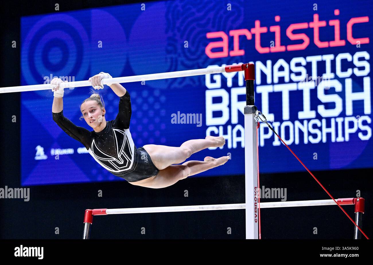 Liverpool, England, UK. 23rd Mar, 2025. ROPER Emily on the Uneven Bars ...