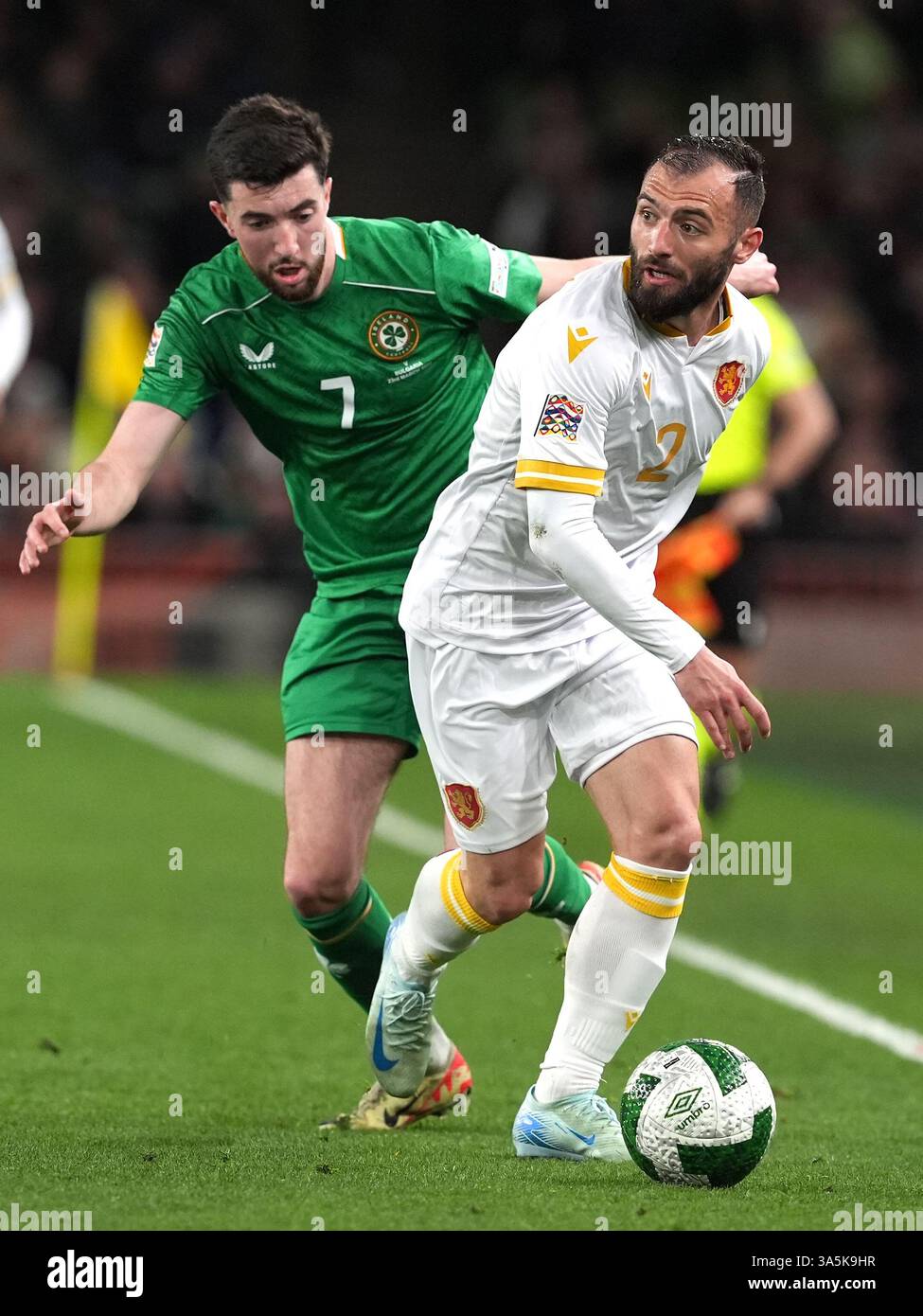 Republic of Ireland's Finn Azaz (left) and Bulgaria's Nikolay Minkov ...