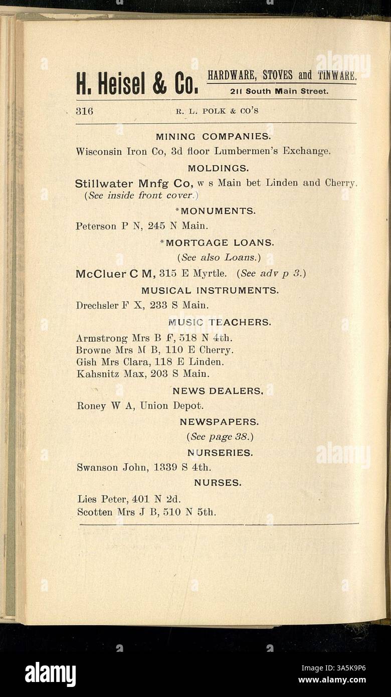 The 1892-93 Stillwater City Directory offers an alphabetical list of ...