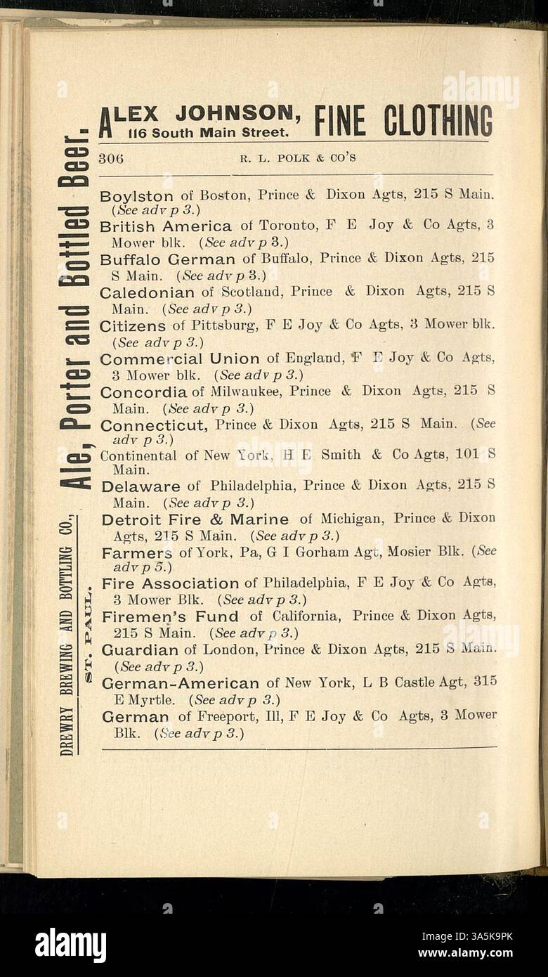Includes an alphabetical list of local residents hi-res stock ...