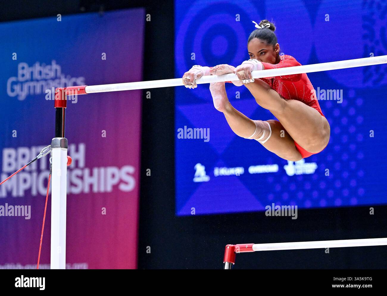 Liverpool, England, UK. 23rd Mar, 2025. LEAT Alia on the Uneven Bars ...