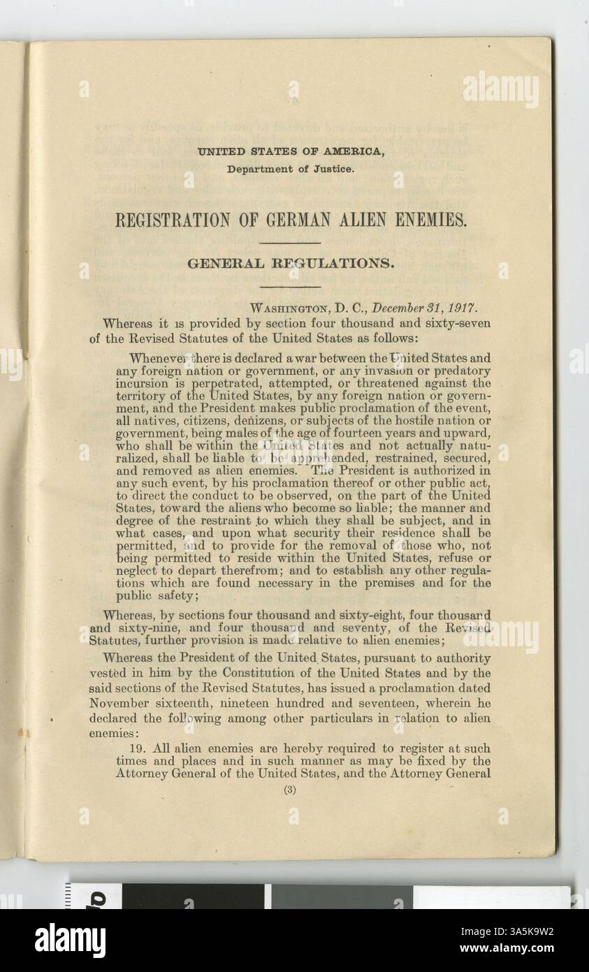 The rules for registering German nationals in the U.S. during World War ...