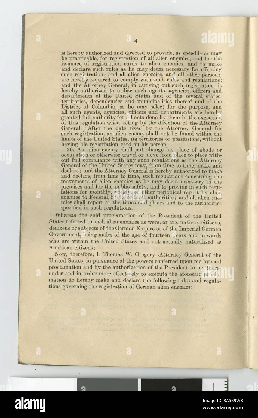 Regulations requiring German nationals to register during World War I ...