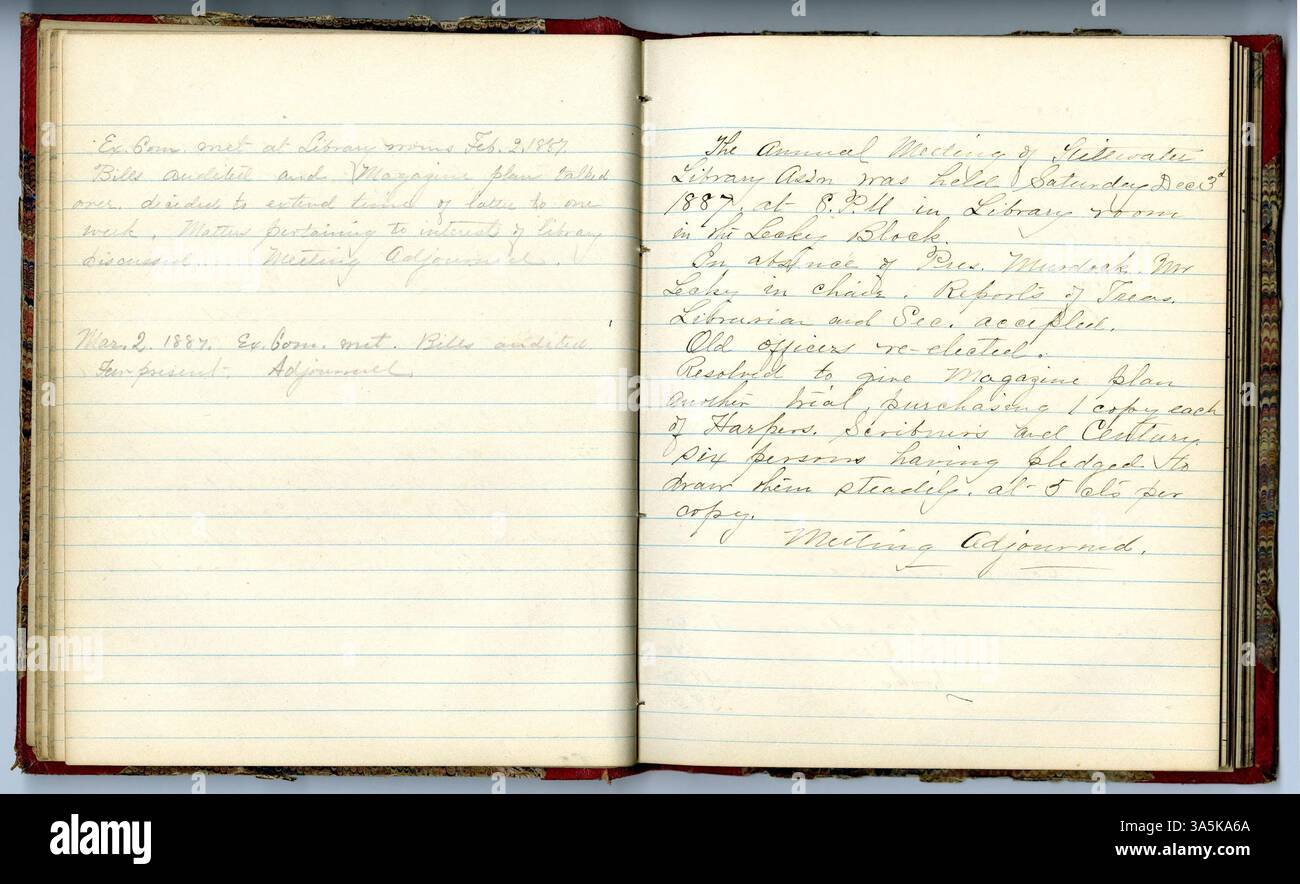 The handwritten record book from the stillwater library association hi ...