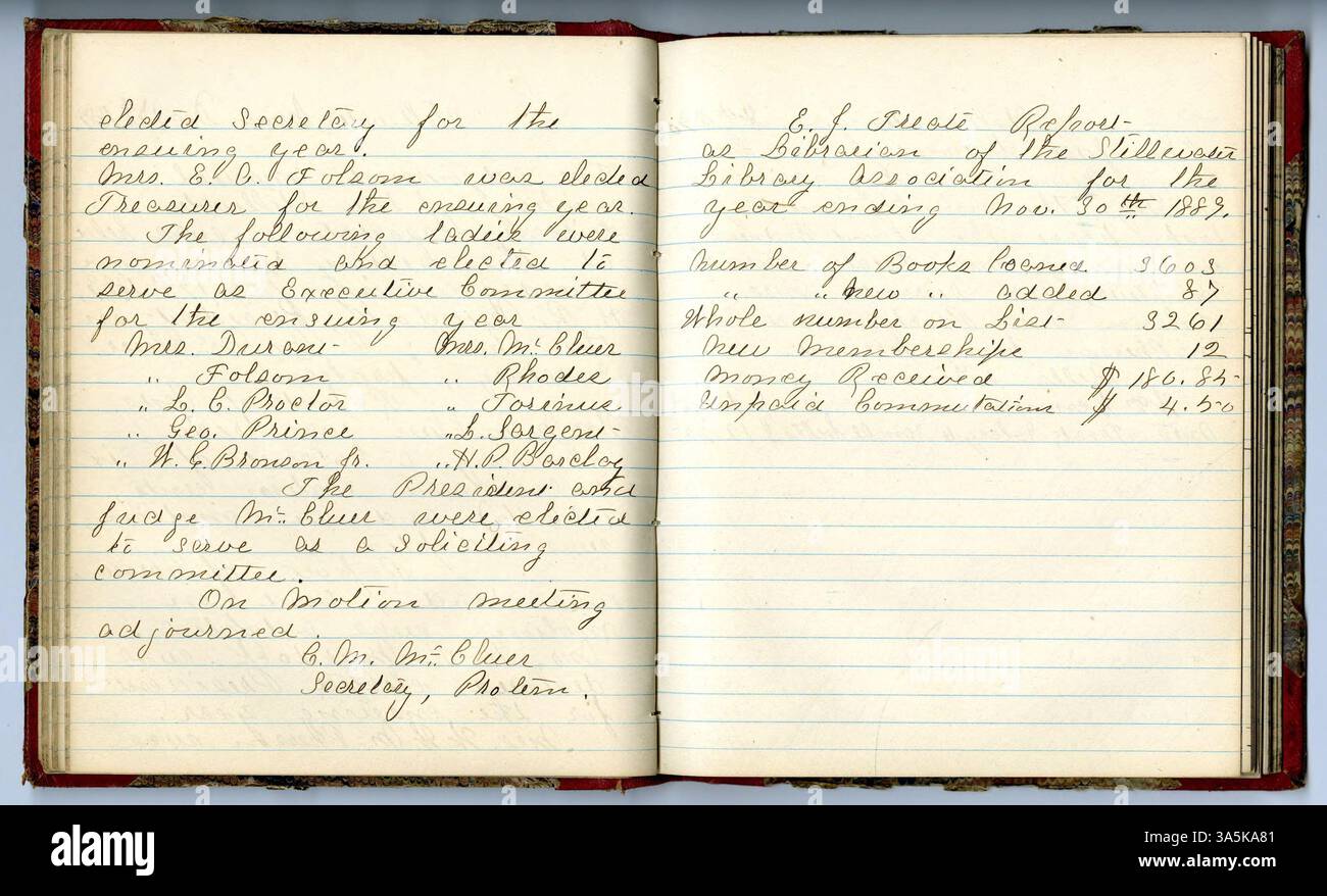 The Stillwater Library Association’s handwritten record book covers ...