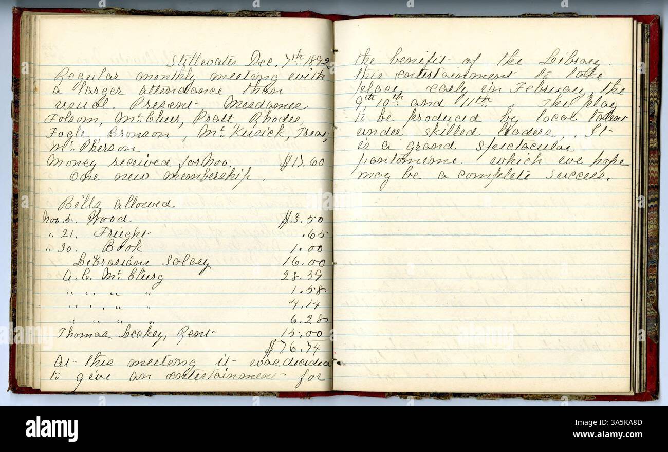 This handwritten record book from the Stillwater Library Association ...