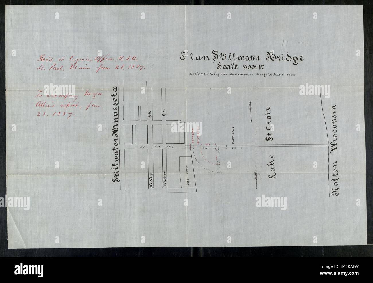 A map of the Stillwater Bridge plan created by U.S. Army Engineers ...
