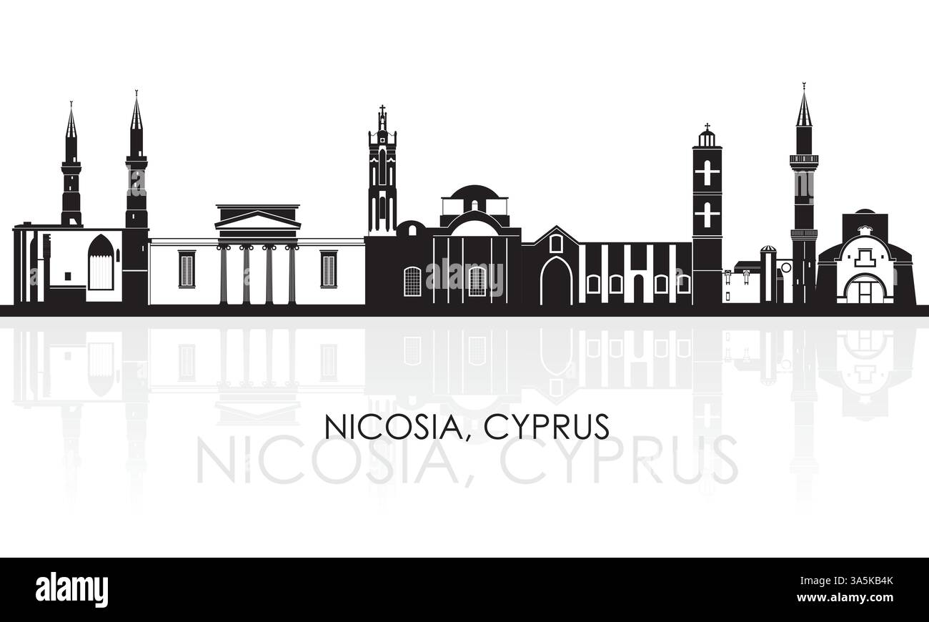 Silhouette Skyline panorama of city of Nicosia, Cyprus - vector ...