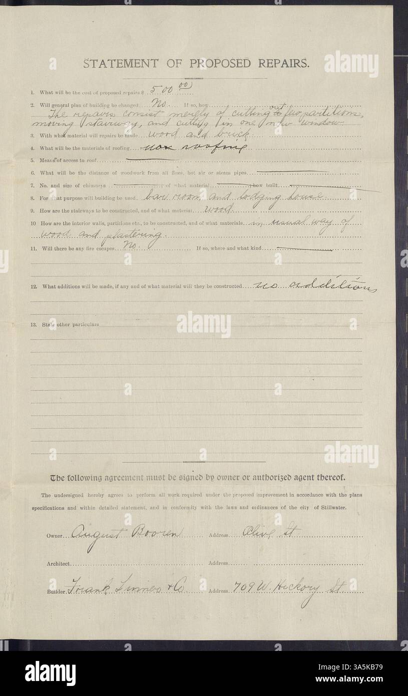 Building permit Number 1377, issued on December 21, 1909, authorized ...
