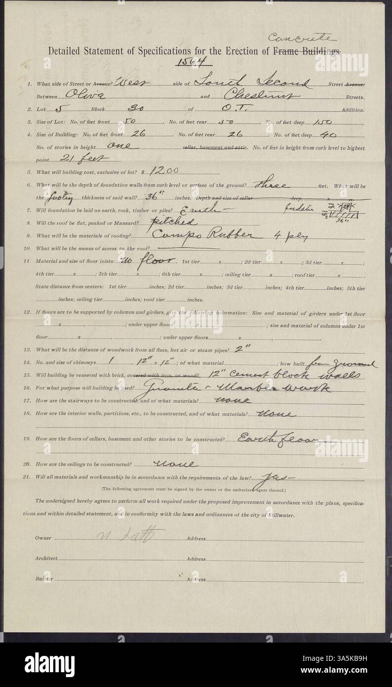 Building permit issued for a concrete structure located on South Second ...