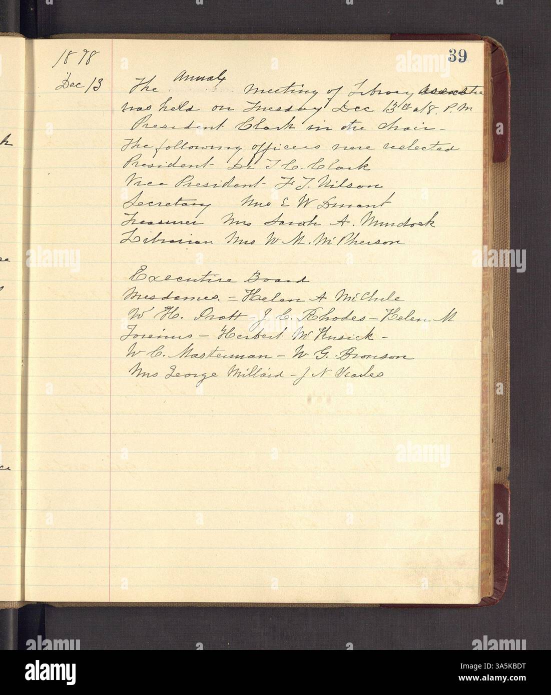 This record book provides meeting minutes, details of the library ...