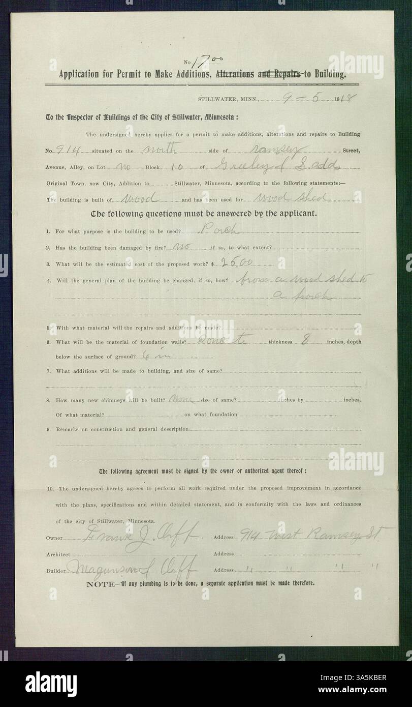 Building permit number 1700 hi-res stock photography and images - Alamy