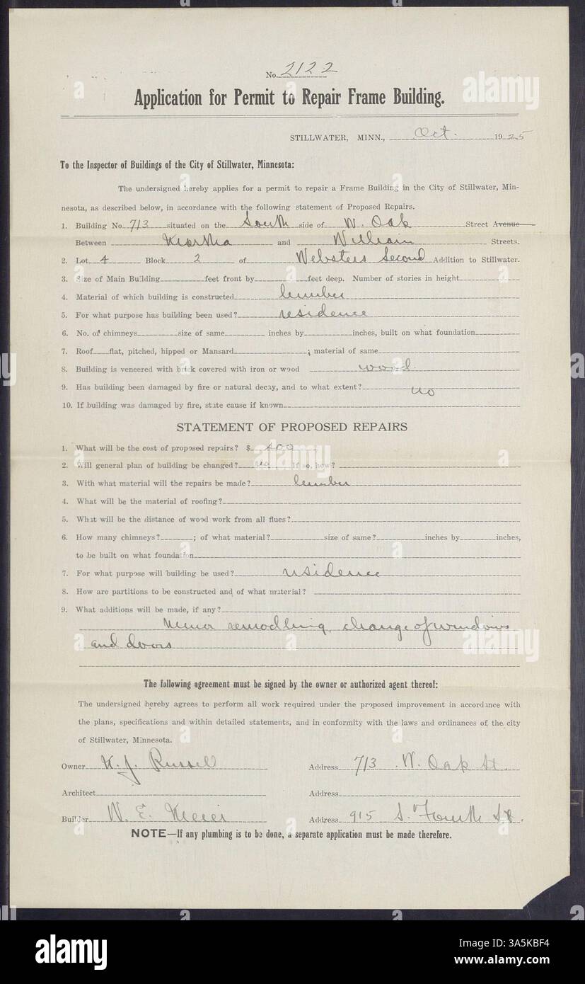 Building permit number 2122 hi-res stock photography and images - Alamy