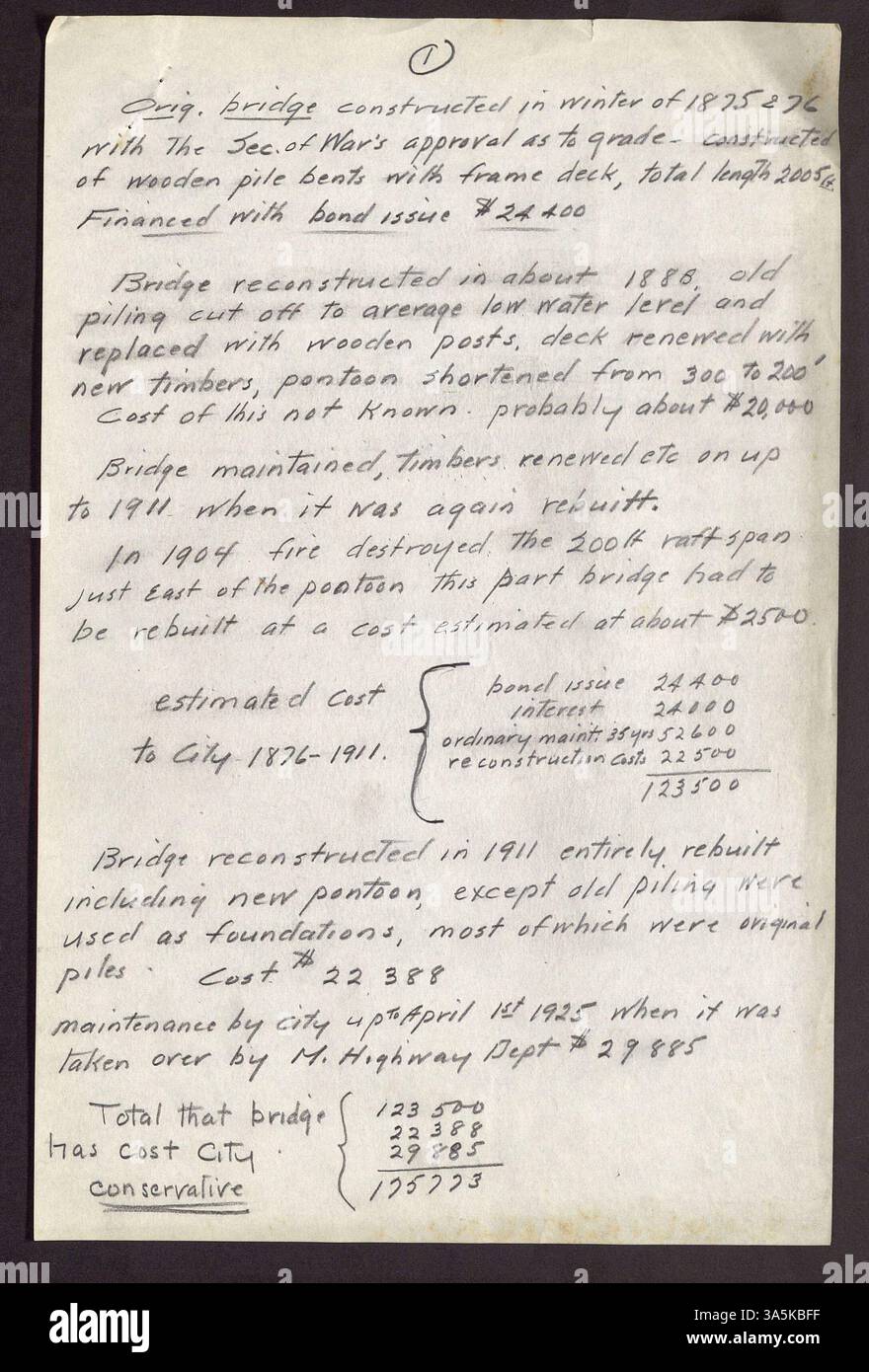 A 1925 historical report detailing the development of bridges across St ...