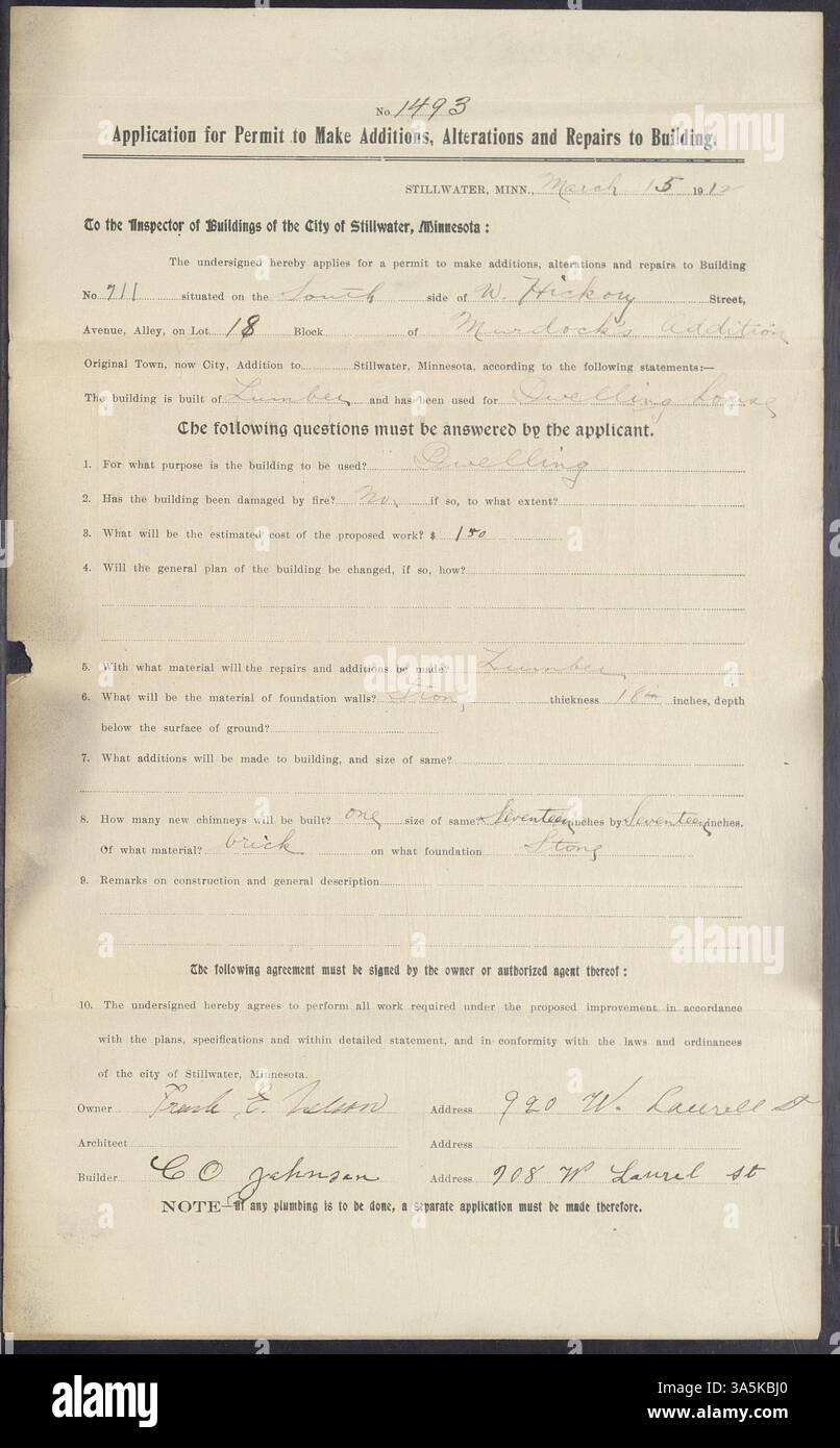 1912 permit hi-res stock photography and images - Alamy