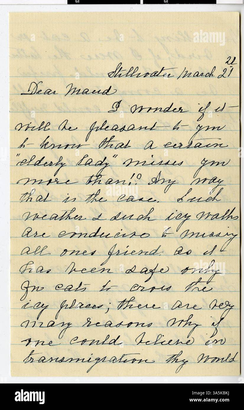 This letter, written by Nellie McCluer of Stillwater, Minnesota, to her ...