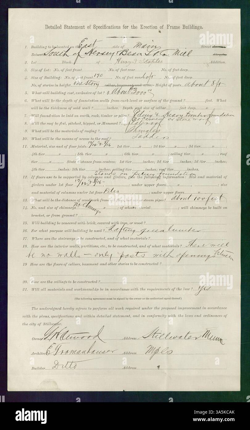 Permit issued for the construction of a new frame building at South ...