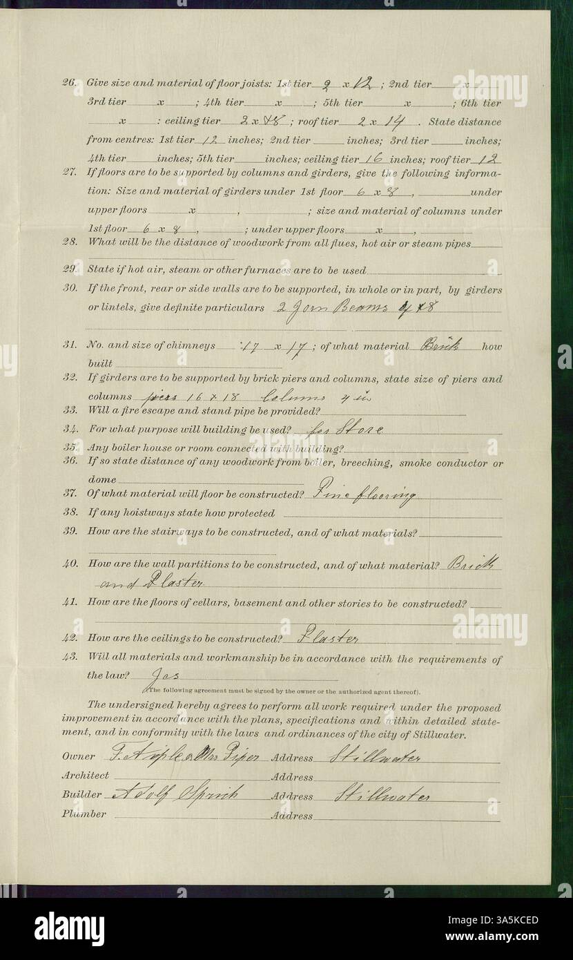 Building permit issued for a stone brick building in Stillwater ...