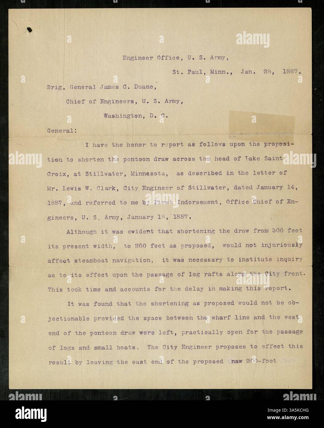 A letter from Major of Engineers Charles J. Allen to General James C ...