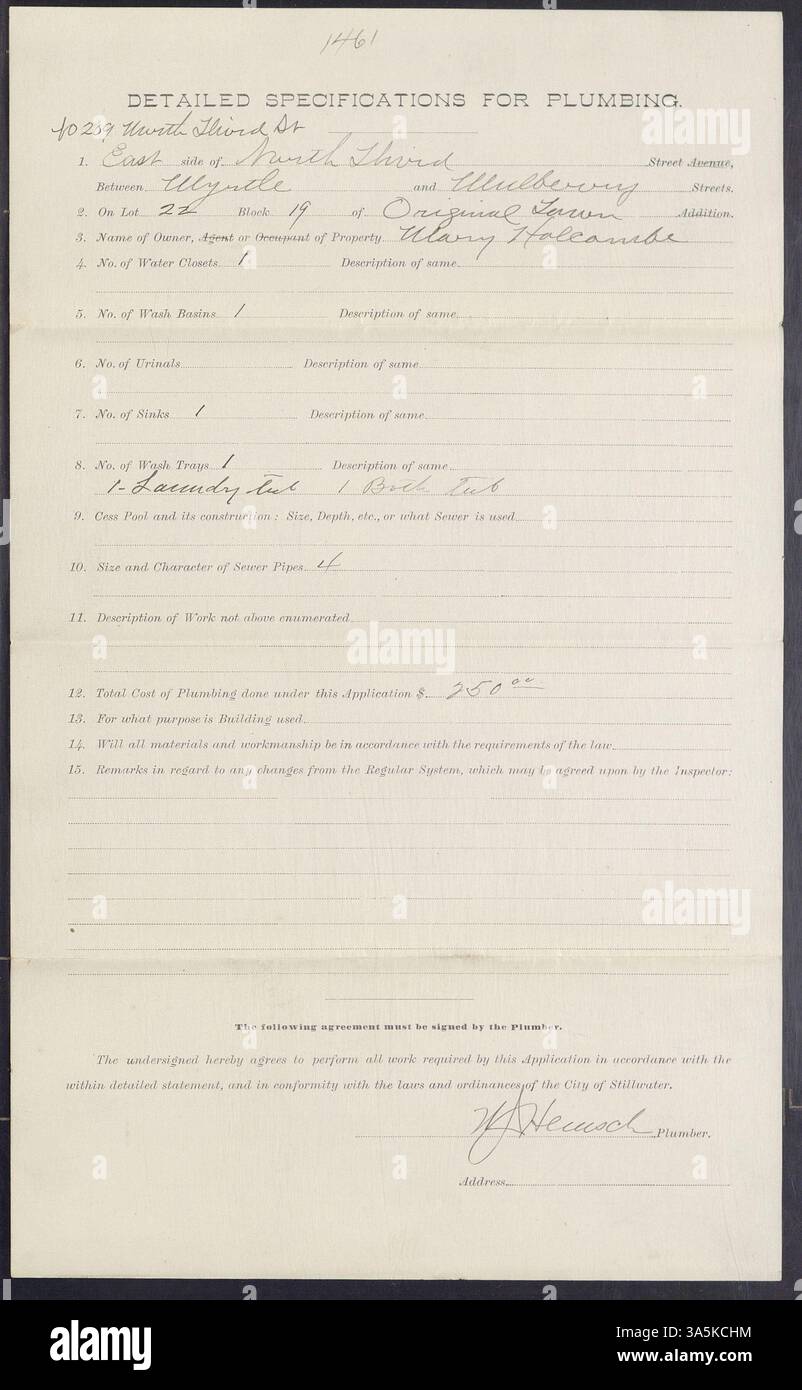 Building permit issued for plumbing work at 22 North Third Street ...