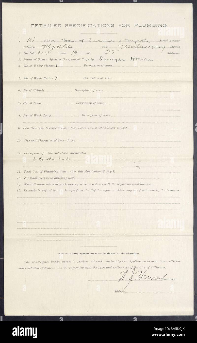 Building permit issued for plumbing installation at 622 South Second ...