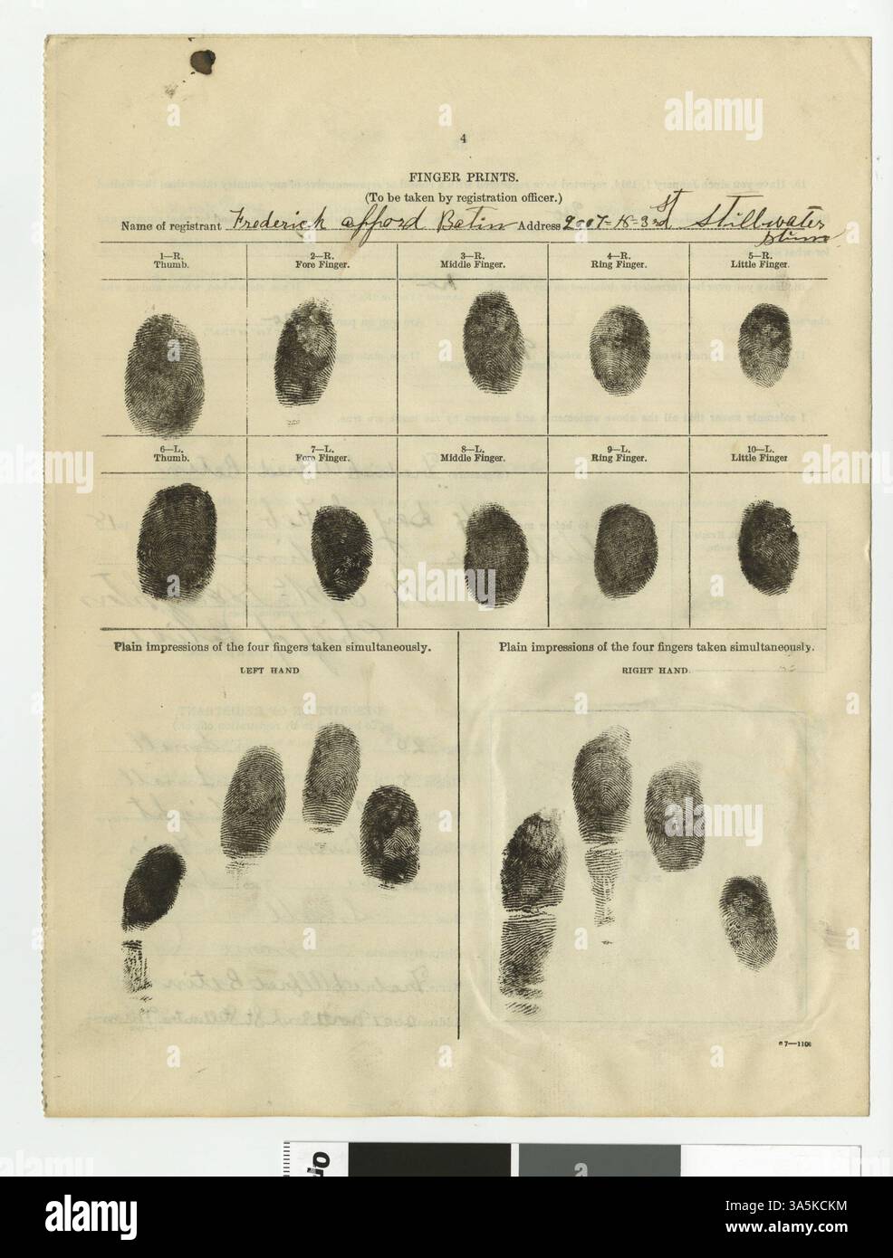 Registration affidavit of Fredrick Alfred Betin, sworn to W.E ...