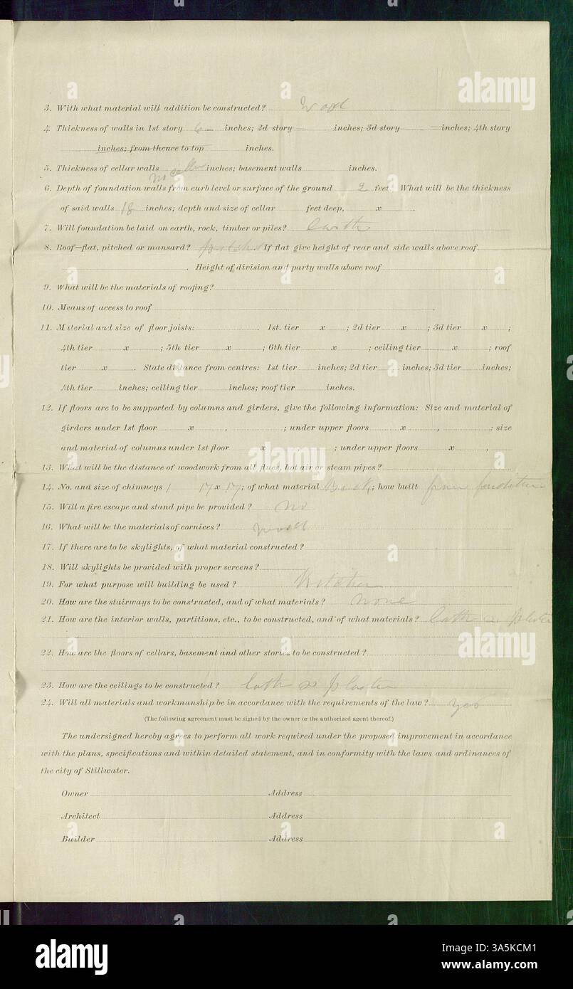 Building permit for an addition to a building on North Martha Street ...