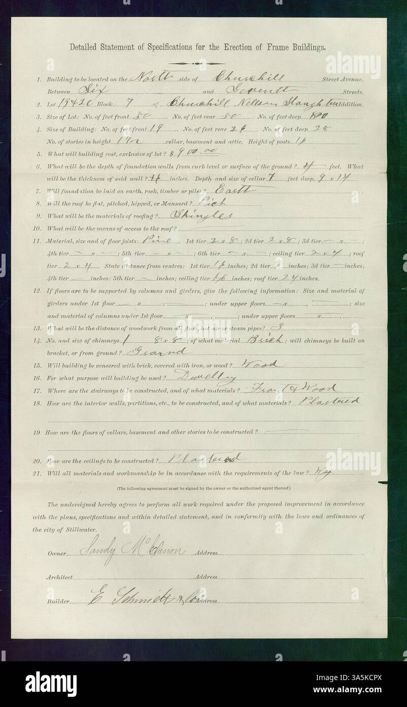 Permit issued for a new frame building on churchill street hi-res stock ...