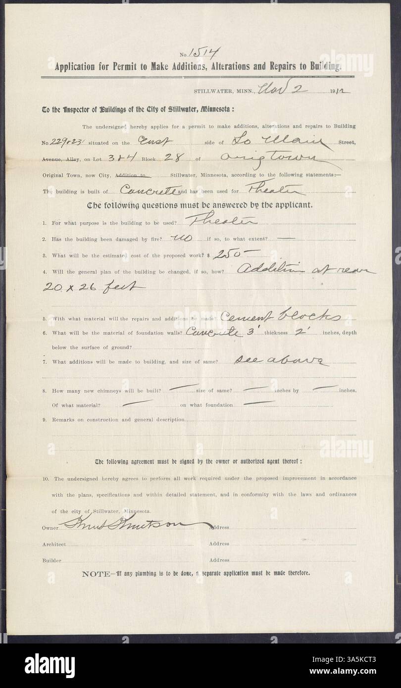 Building permit issued for a one-story addition to a building located ...